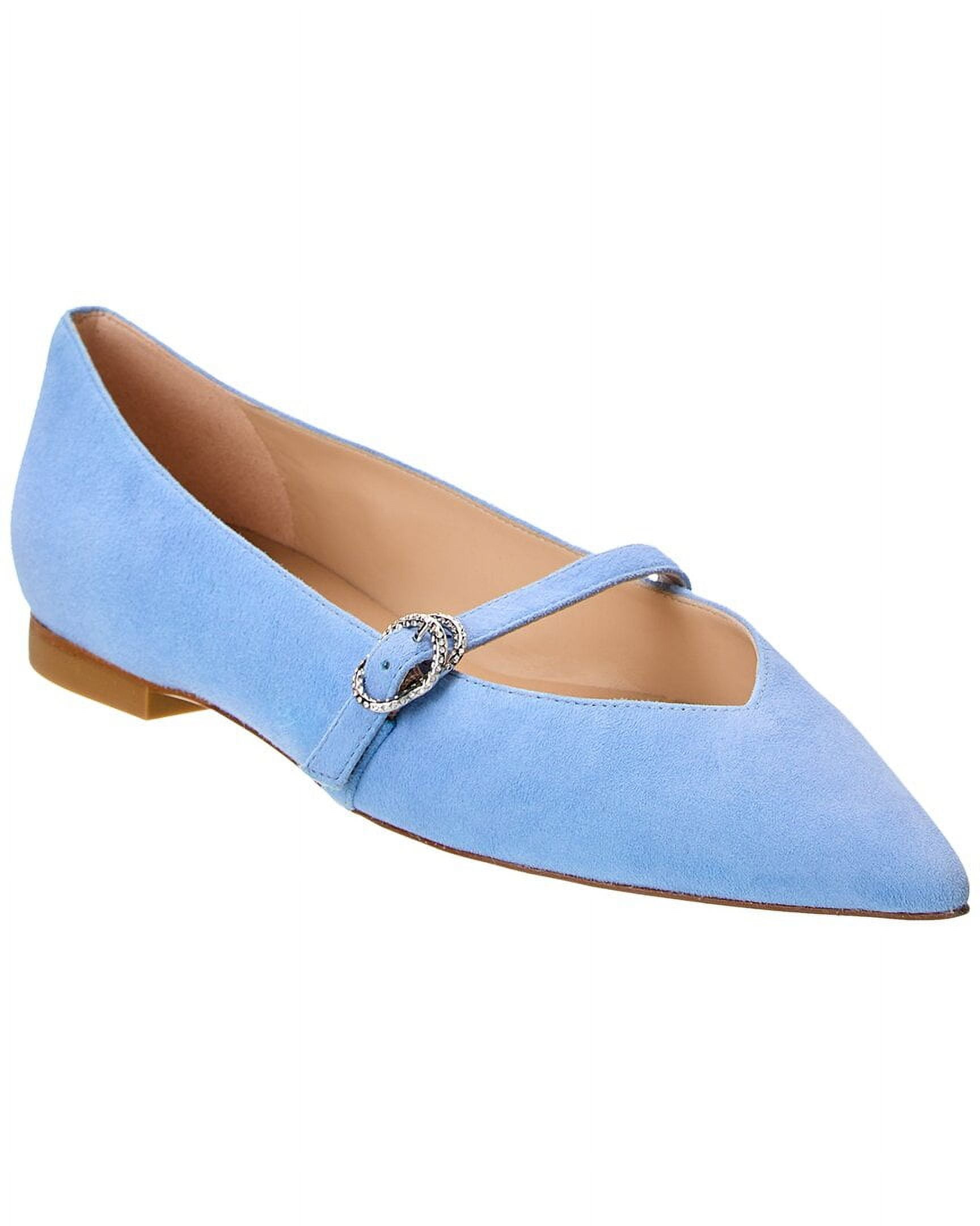 Stuart Weitzman Crystal Buckle Suede Flat, 6.5, Blue - Walmart.com