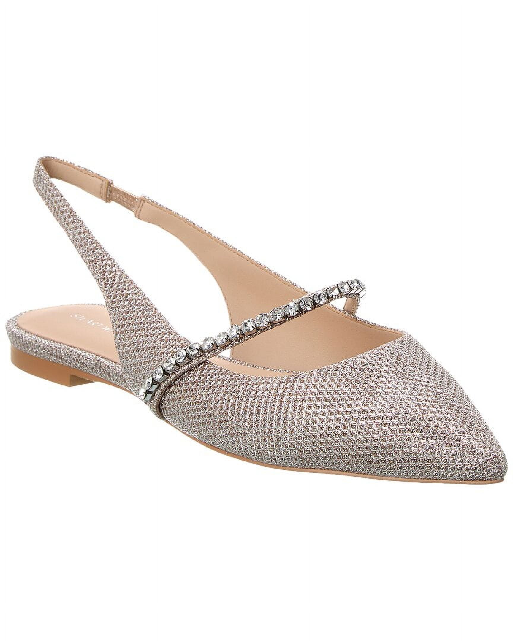 Stuart Weitzman Crystalline Mesh Slingback Flat, 7.5, Gold - Walmart.com
