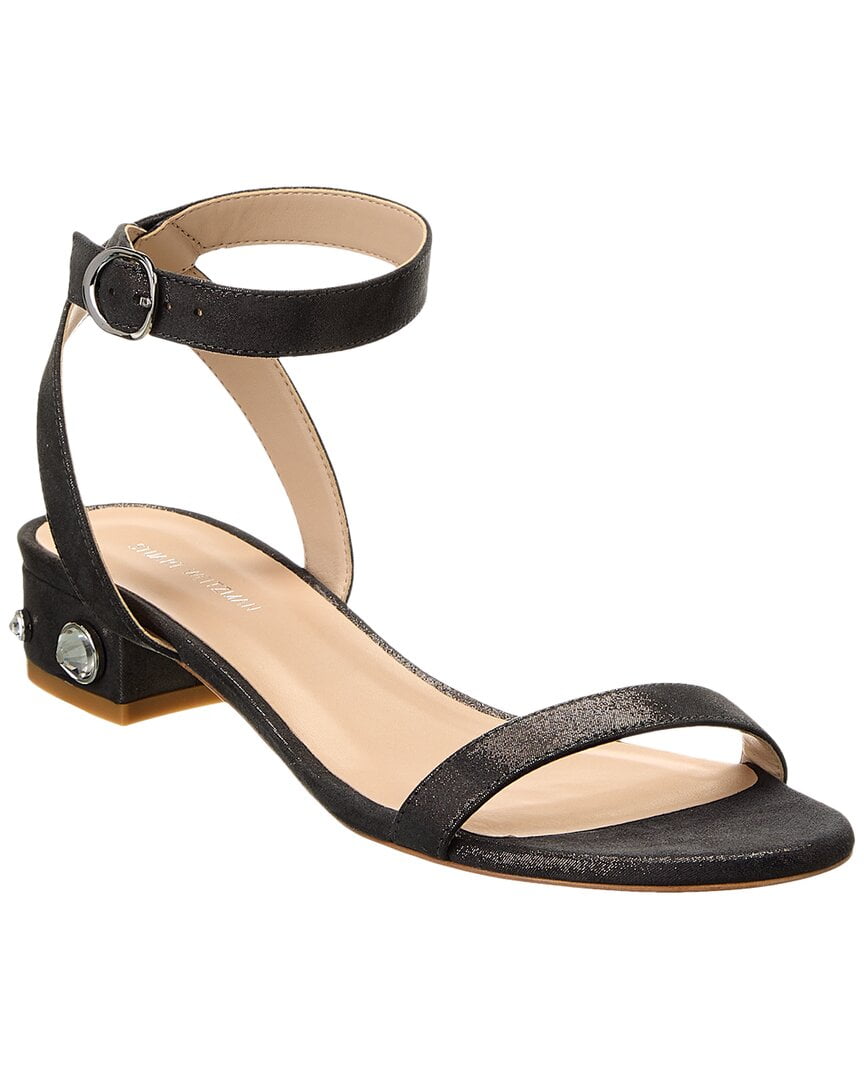 Stuart Weitzman Dancer Allshine 25 Suede Block Sandal, 8, Black ...