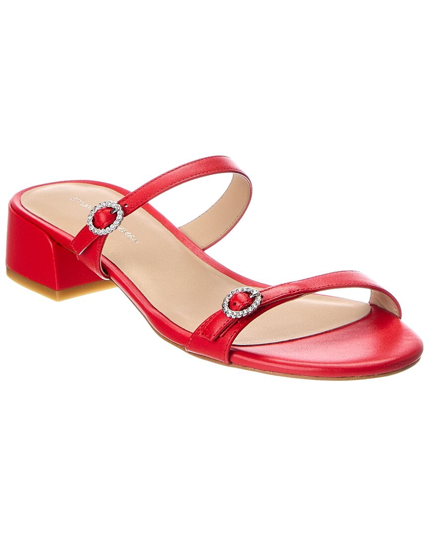 Stuart Weitzman Ginger Xtal Block 35 Leather Sandal, 6, Red - Walmart.com