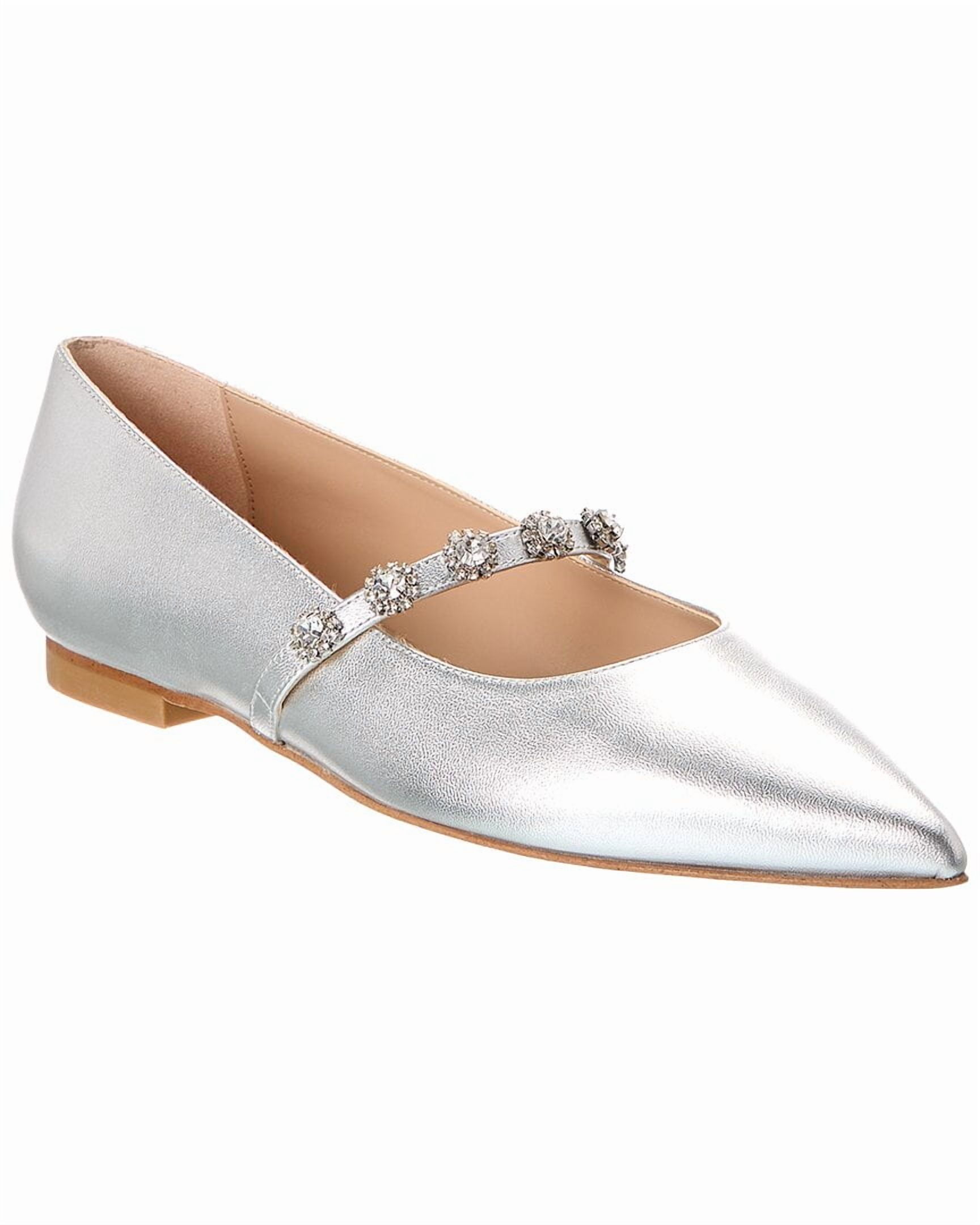 Stuart Weitzman Justina Leather Mary Jane, 6.5, Silver - Walmart.com