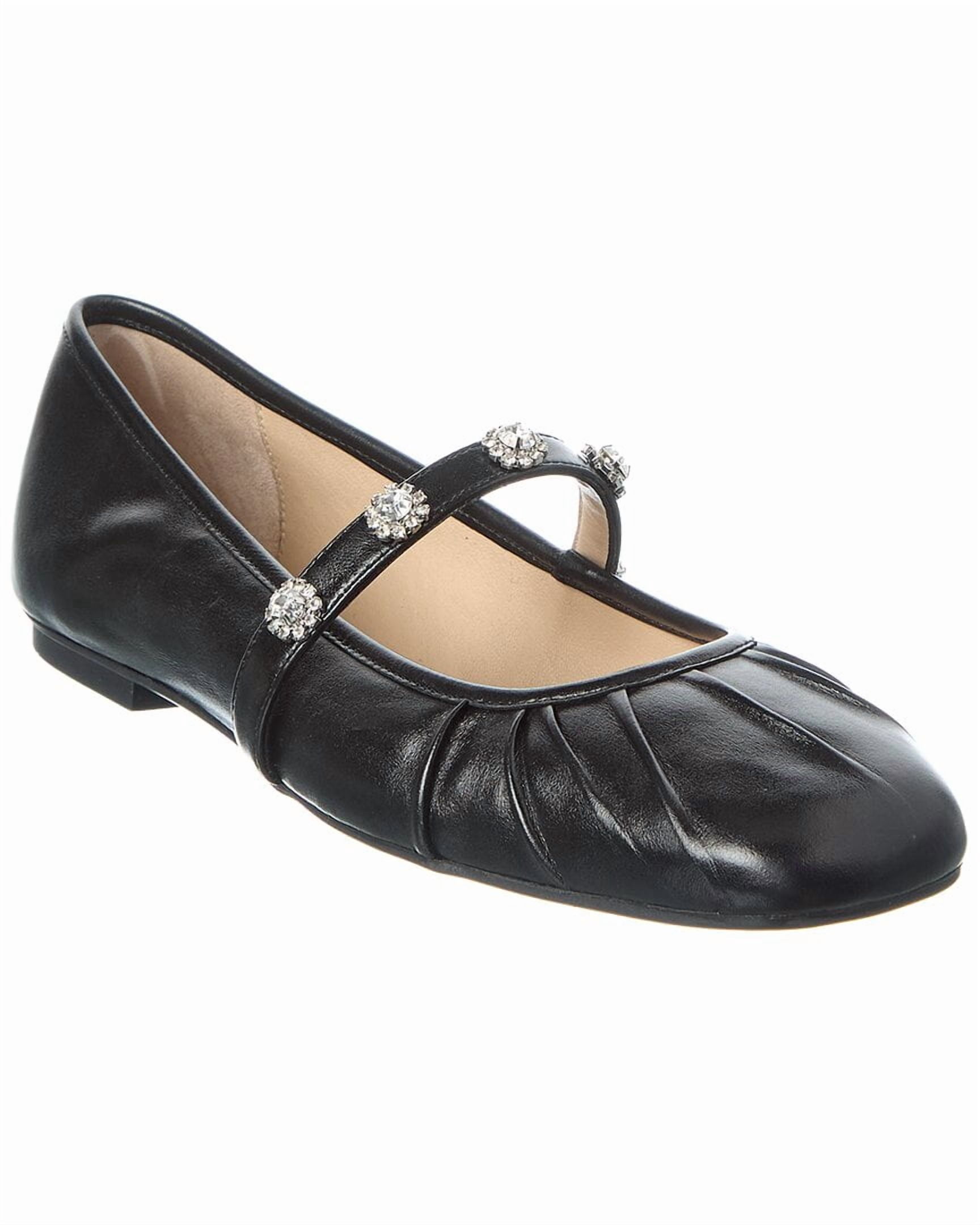 Stuart Weitzman Justina Leather Mary Jane Ballet Flat, 10, Black ...