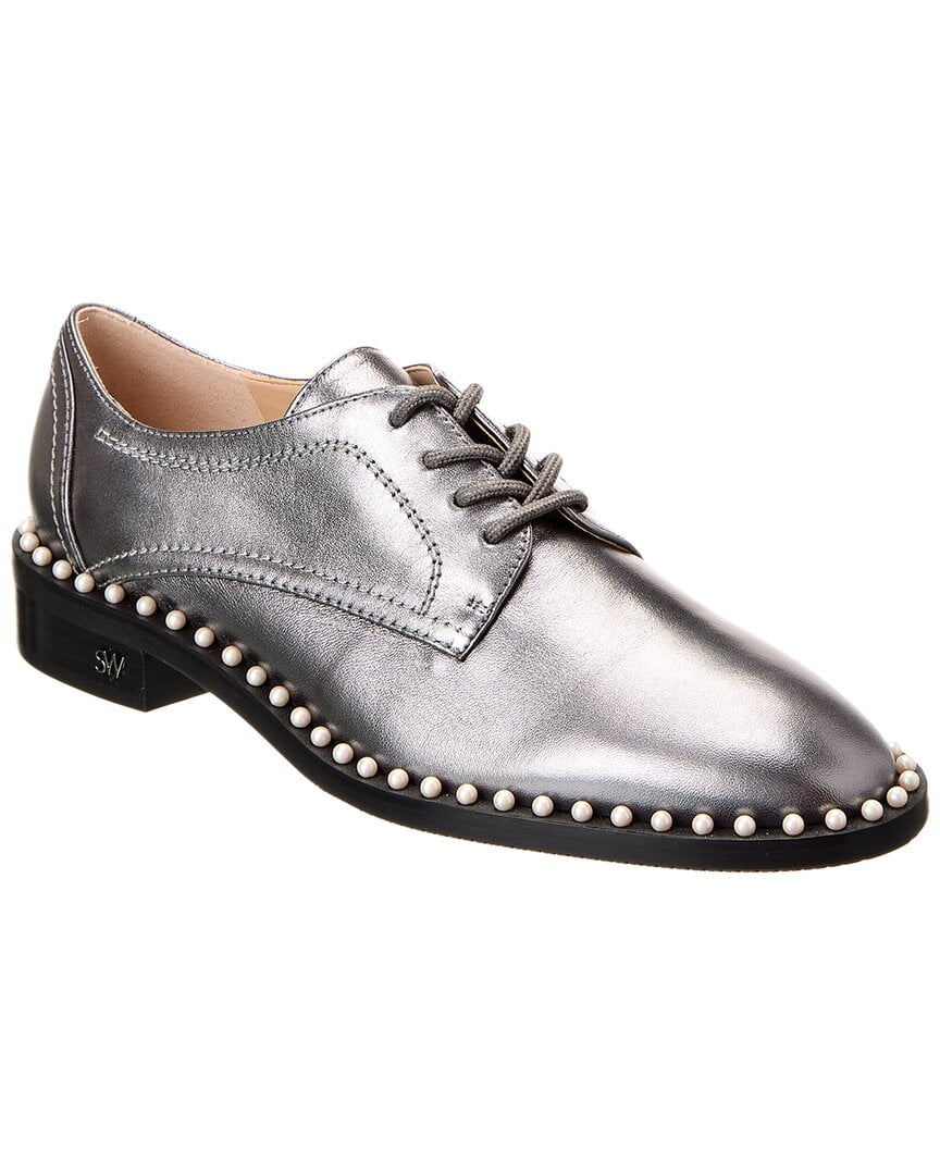 Stuart Weitzman Kiran Pearl Leather Oxford, 7.5, Silver - Walmart.com