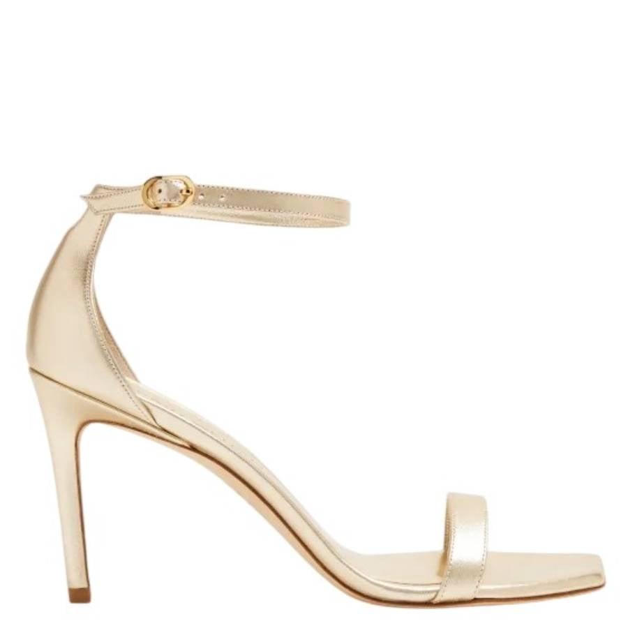 Stuart Weitzman Light Gold Nunakedcurve 85 Sandals, Brand Size 35 ( US ...