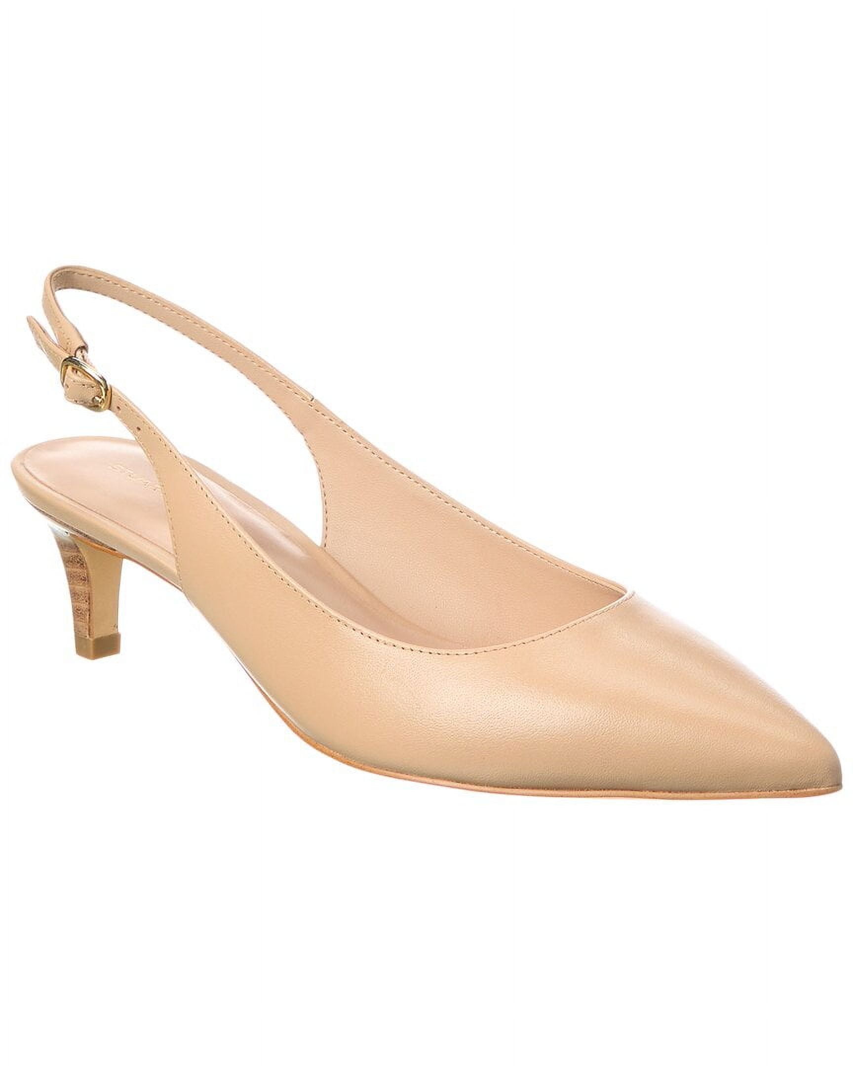 Stuart Weitzman Mara 50 Leather Slingback Pump, 6.5, Beige - Walmart.com