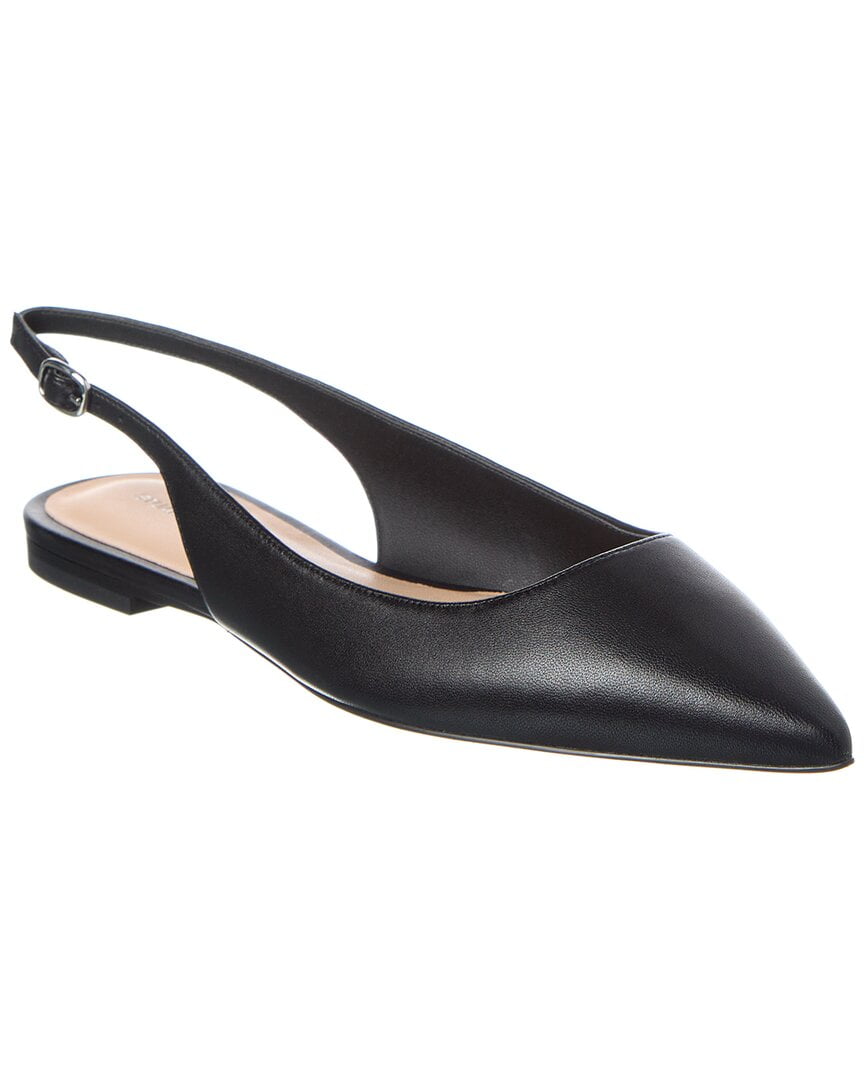 Stuart Weitzman Mara Leather Slingback Flat, 7, Black - Walmart.com