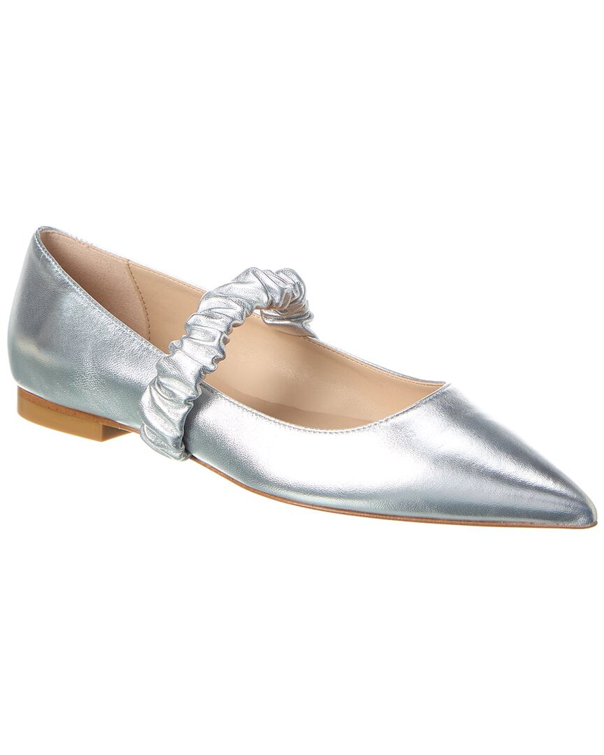 Stuart Weitzman Maxine Leather Ballet Flat, 6.5, Silver - Walmart.com