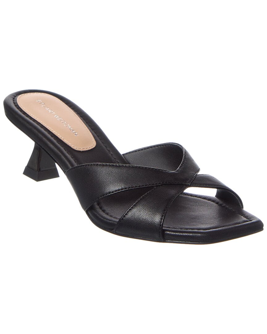 Stuart Weitzman Miami 50 Leather Sandal, 7, Black - Walmart.com