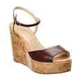 Stuart Weitzman Palmina Leather Wedge Sandal, 9.5, Brown - Walmart.com