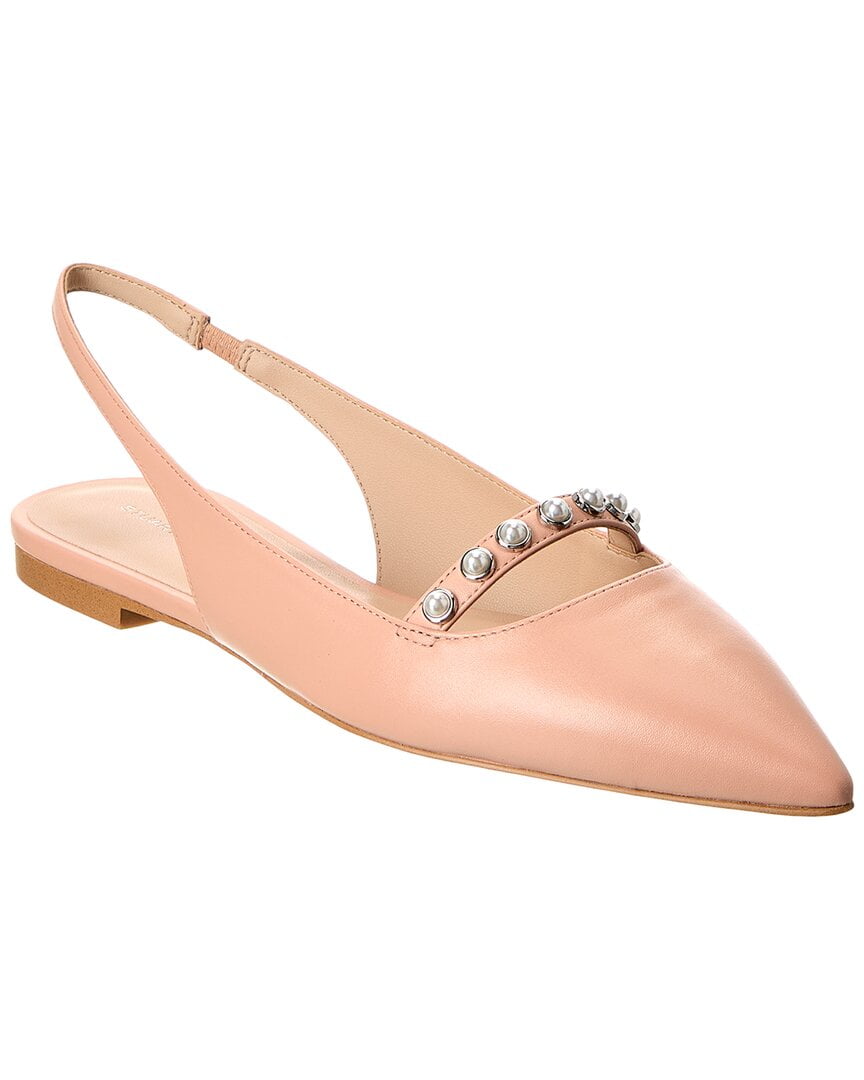 Stuart Weitzman Pearl Leather Slingback Flat, 8, Pink - Walmart.com