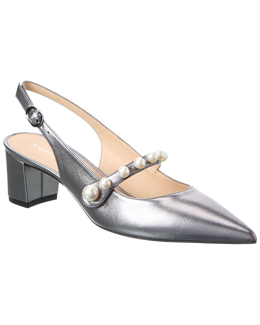 Stuart Weitzman Pia Mary Jane Leather Slingback Pump, 7.5, Grey ...