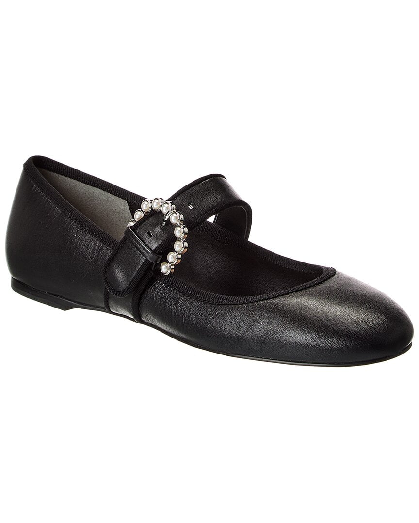 Stuart Weitzman Piper Leather Ballet Flat, 6.5, Black - Walmart.com