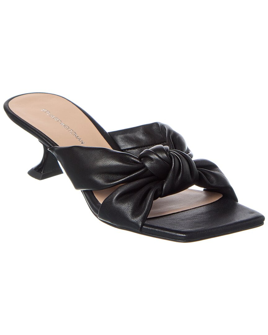 Stuart Weitzman Playa Knot Leather Sandal, 7, Black - Walmart.com