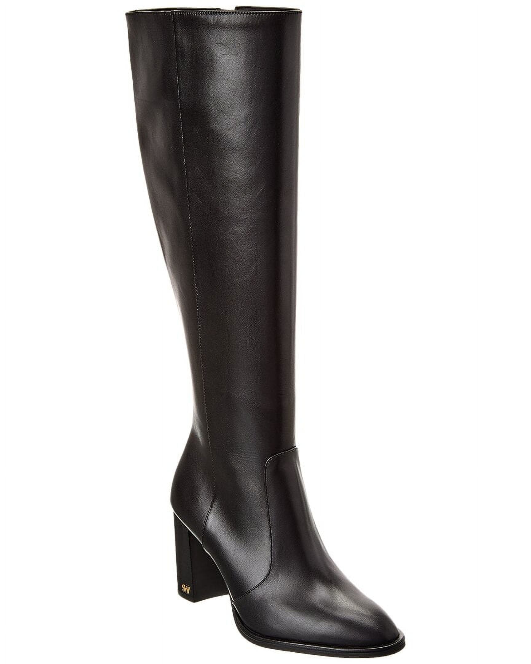 Stuart Weitzman Ryland Zip 80 Leather Knee-High Boot, 9, Black ...
