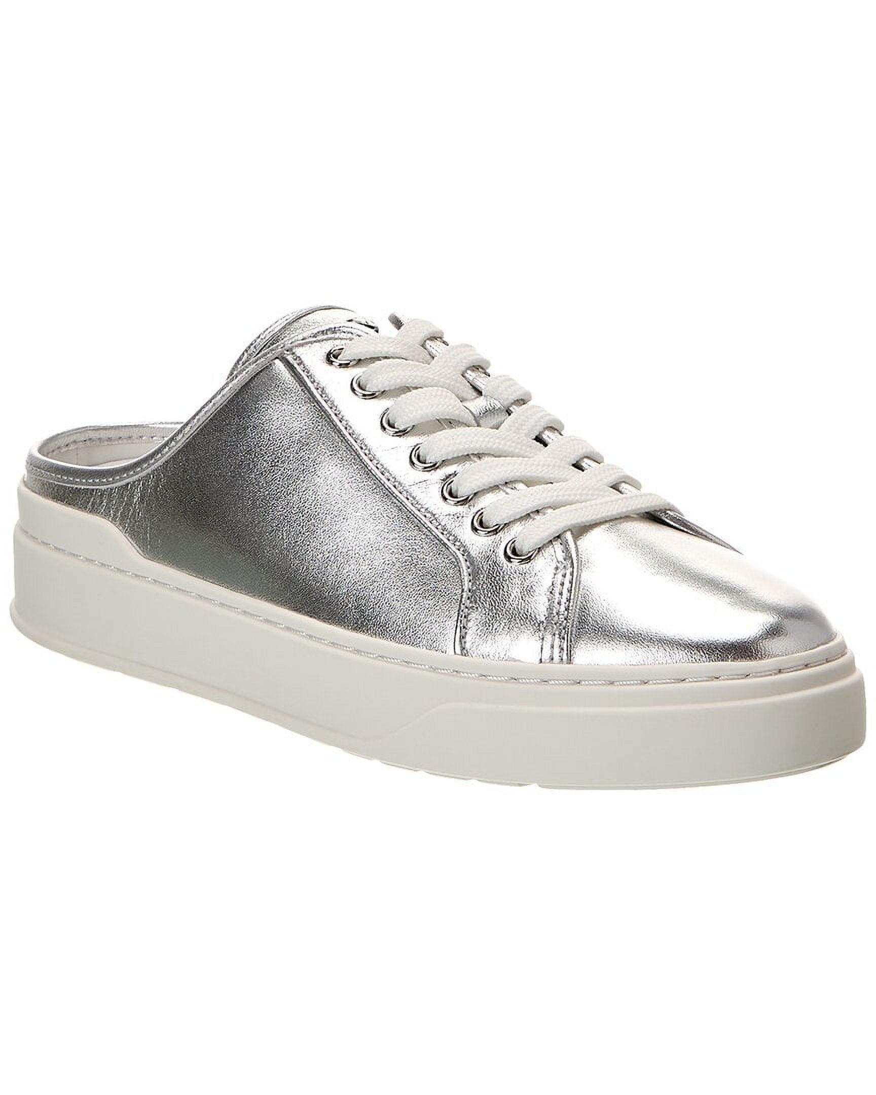 Stuart Weitzman Skater Leather Mule Sneaker, 9, Silver - Walmart.com