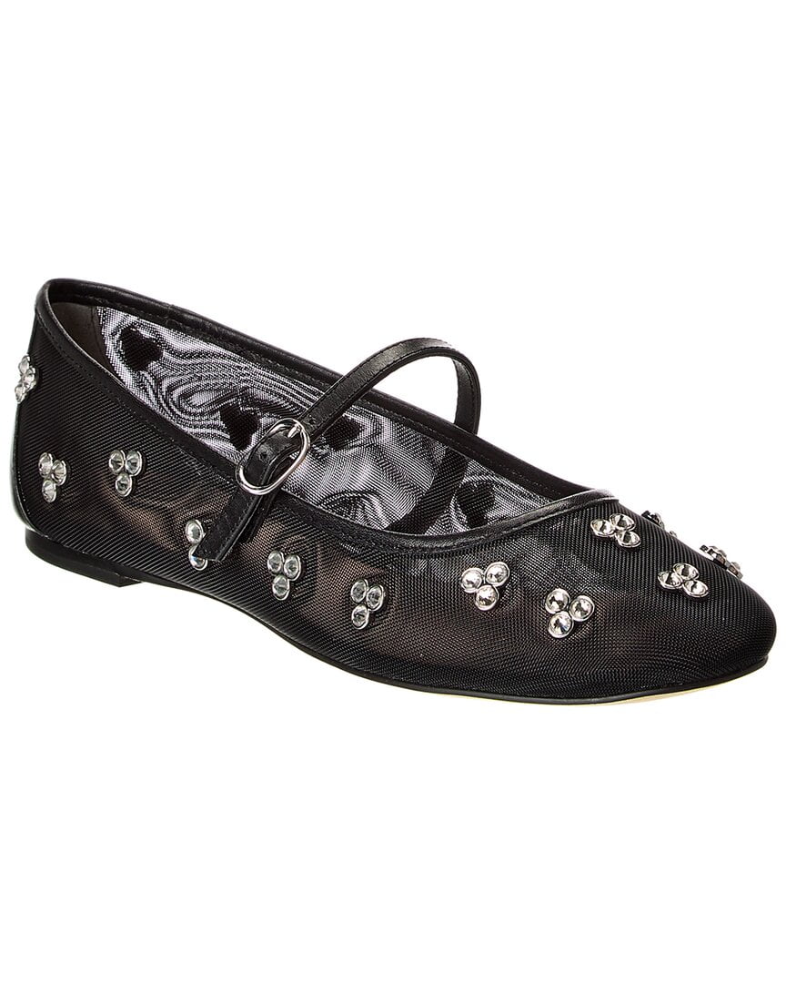 Stuart Weitzman Tammy Mesh & Leather Mary Jane Ballet Flat, 8, Black ...