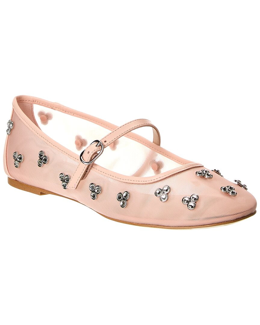 Stuart Weitzman Tammy Mesh & Leather Mary Jane Ballet Flat, 8, Pink ...