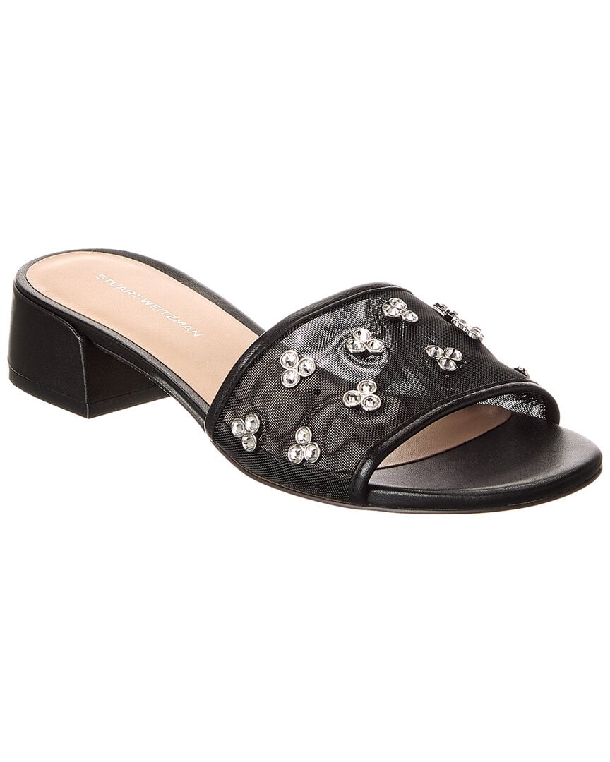 Stuart Weitzman Tammy Xtal Block Mesh & Leather Sandal, 10, Black ...