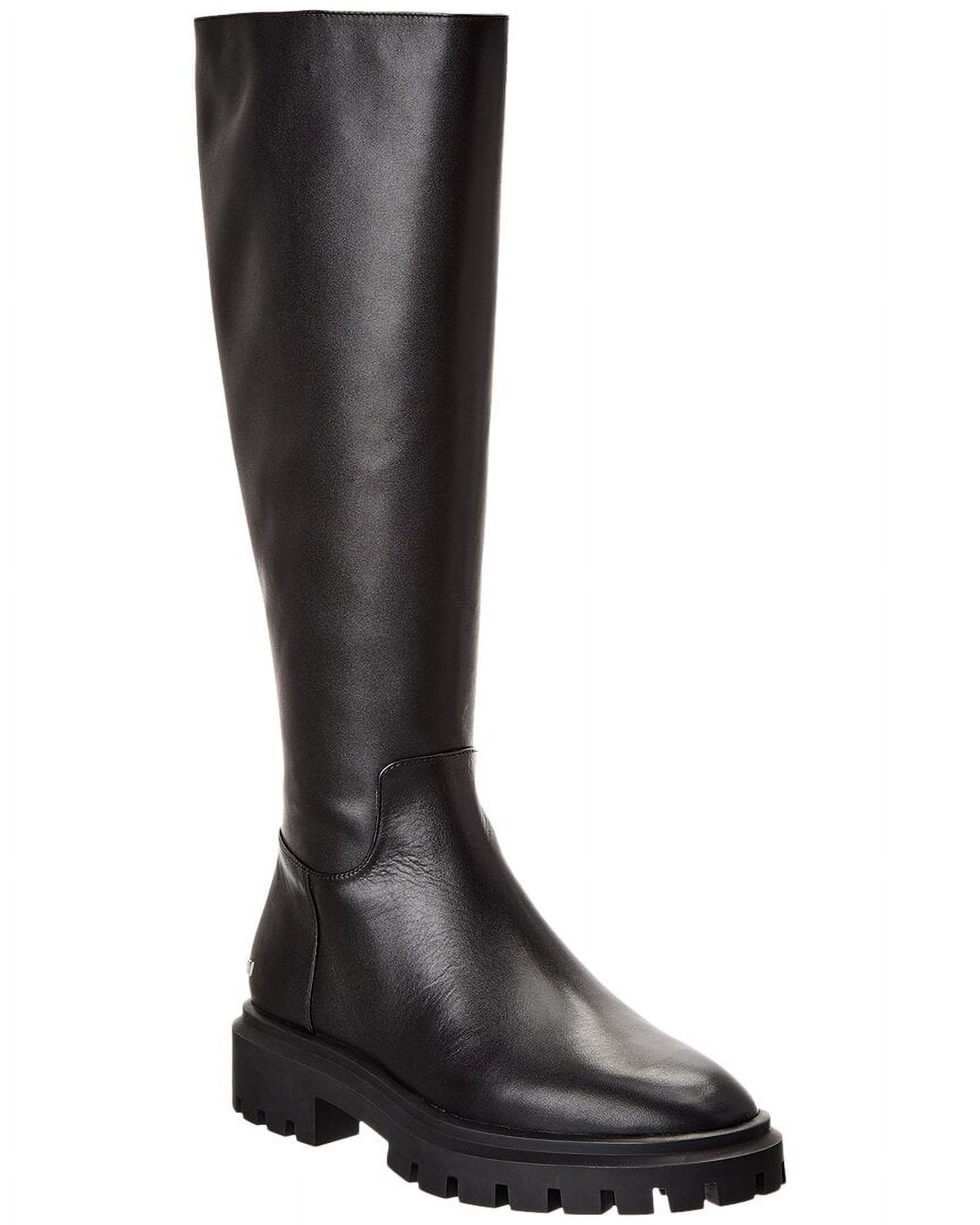 Stuart Weitzman Ultra Lug Leather Knee-High Boot, 6, Black - Walmart.com