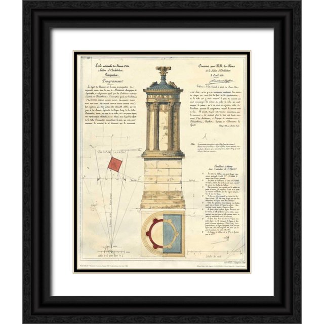 Stuart and Revett 15x18 Black Ornate Wood Framed with Double Matting ...