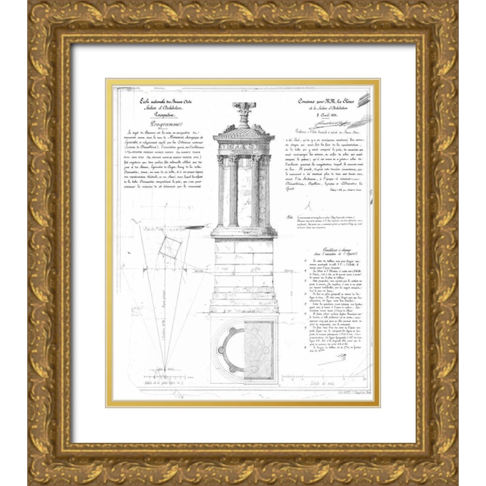 Stuart and Revett 20x23 Gold Ornate Wood Framed with Double Matting ...