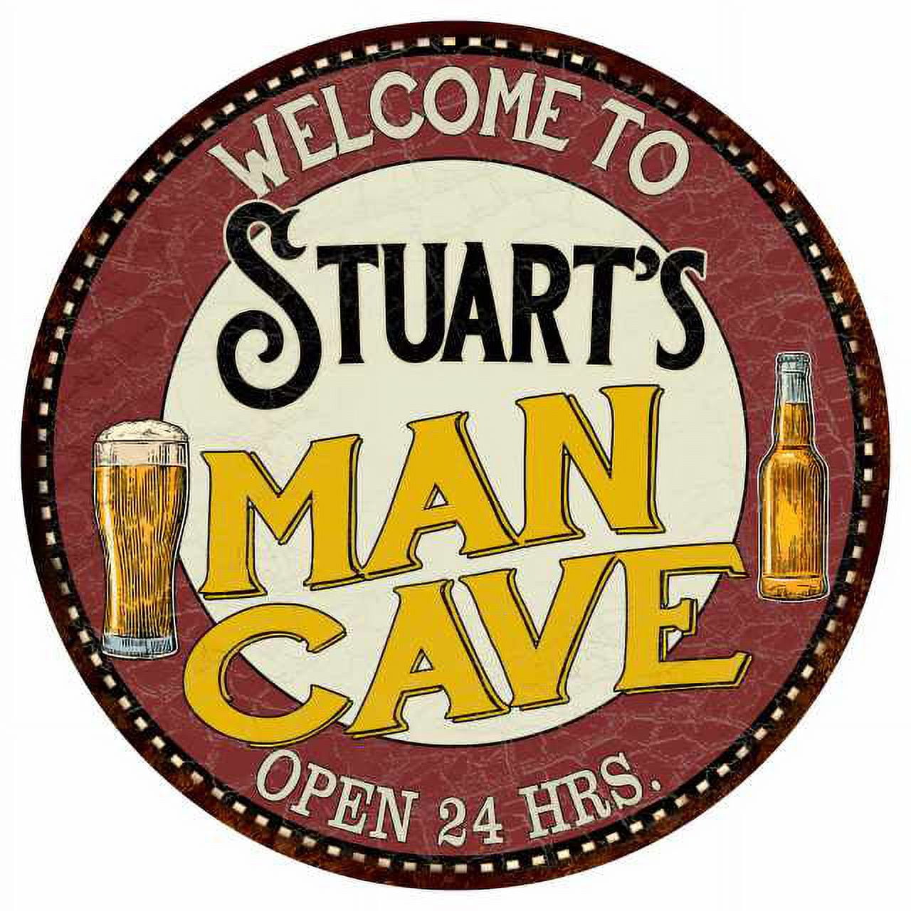 Stuart's Man Cave 14" Round Metal Sign Kitchen Bar Wall Decor ...