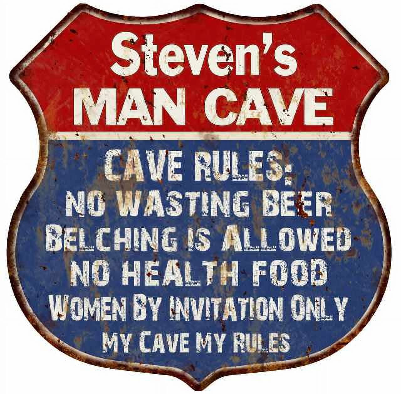 Stuart's Man Cave Rules Sign Shield Metal Gift 211110023352 - Walmart.com