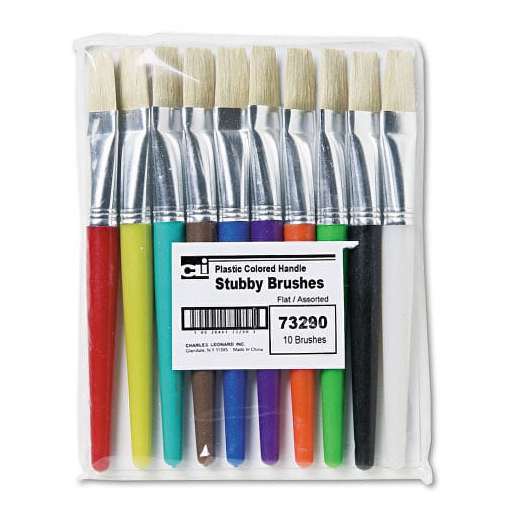 Stubby Brush Set, Natural Bristle, Flat Profile, 10/set | Bundle of 2 ...