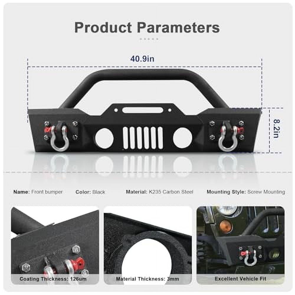 Stubby Front Bumper fit for Jeep Wrangler JK 2007-2018, with Winch ...