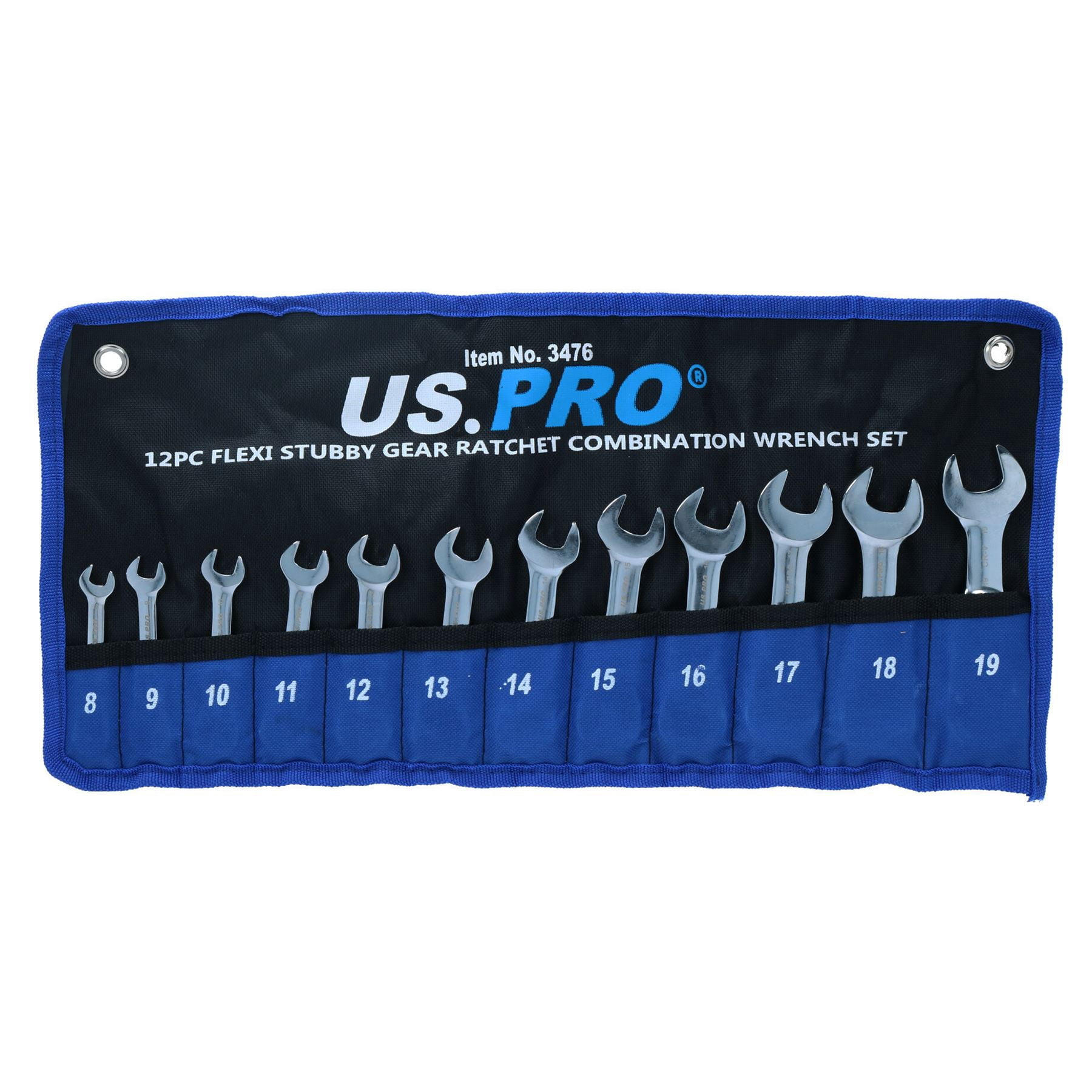 Stubby Metric Flexi Ratchet Spanners / Spanner Set 12pc 8mm-19mm AT150 ...