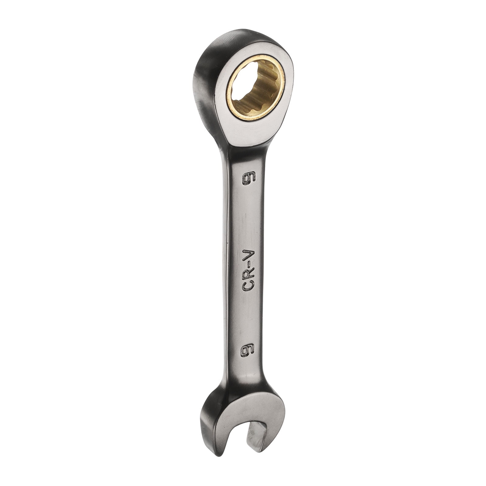 Stubby Ratcheting Wrench 9mm Metric Box and Open End Cr-Mo Steel 12 ...