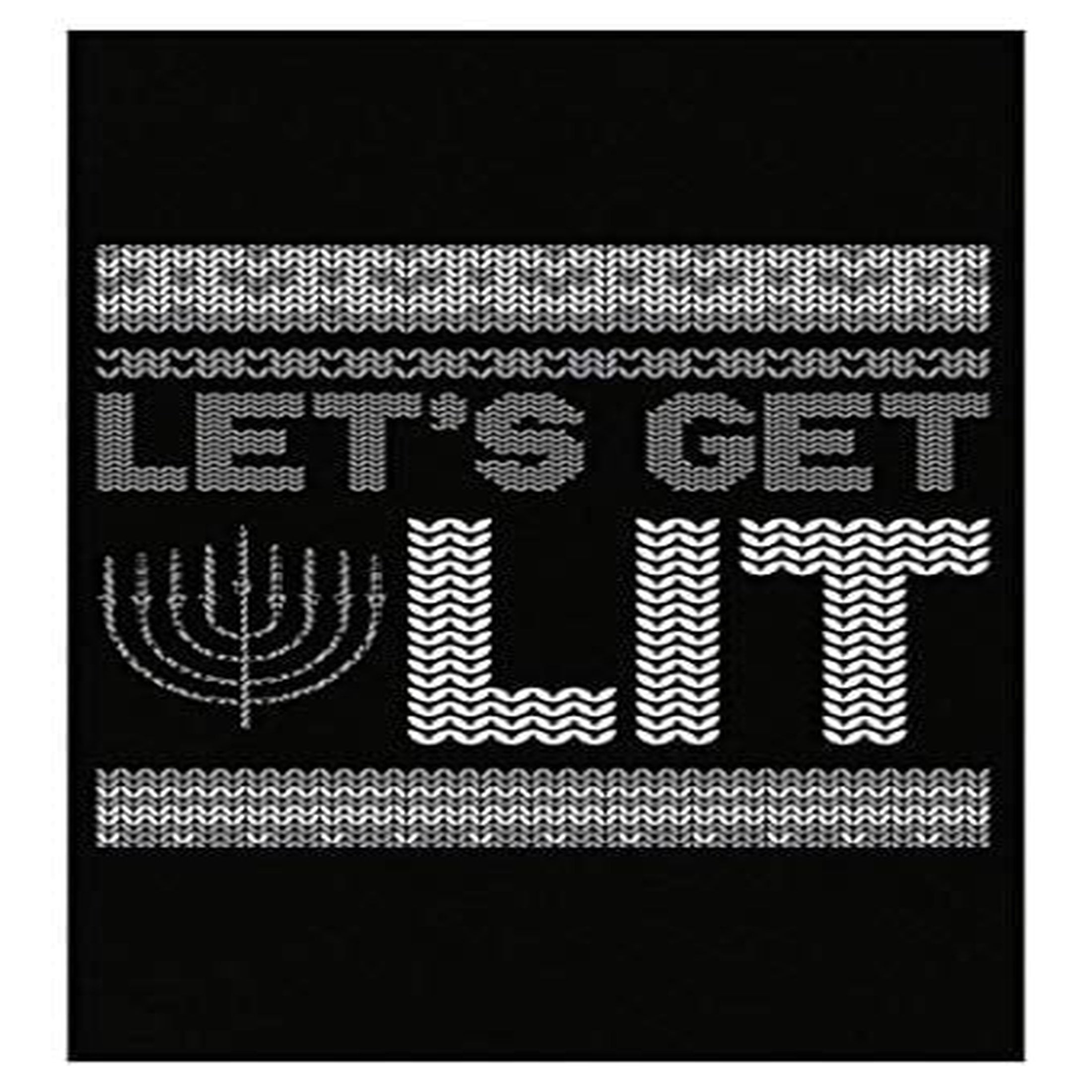 Stuch Strength Funny Hanukkah - Let's Get Lit Menorah - Jewish Holiday ...