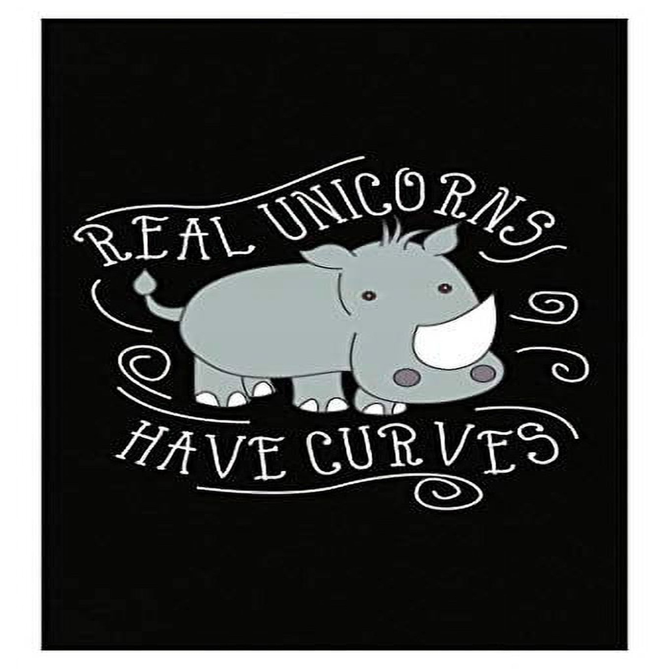 Funny Rhinoceros Poster - "Real Unicorns Have Curves" Animal Humor ...