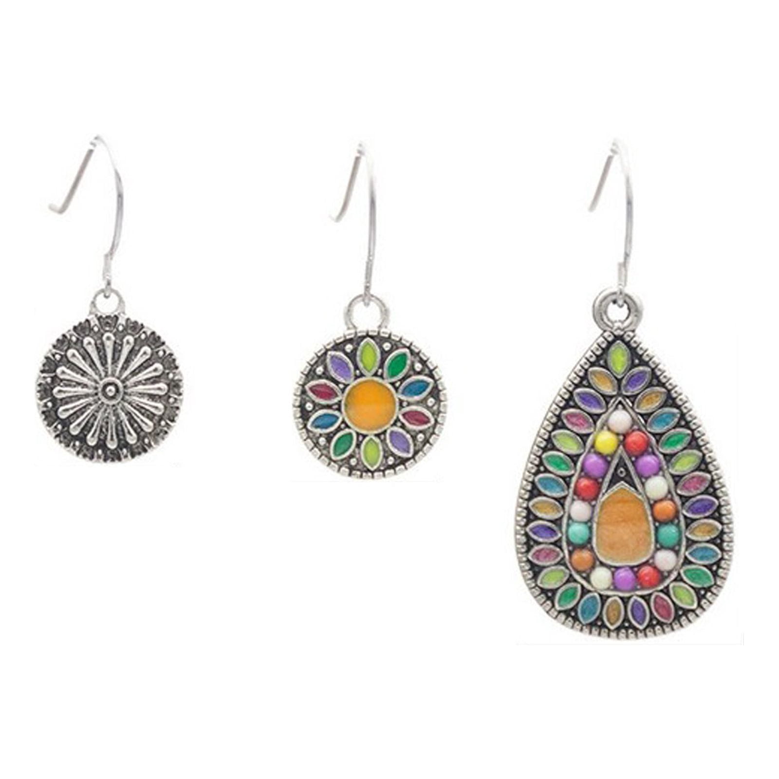 Stud Earrings Set,Bohemian Style Colorful Vintage Earrings Set 3 Piece ...