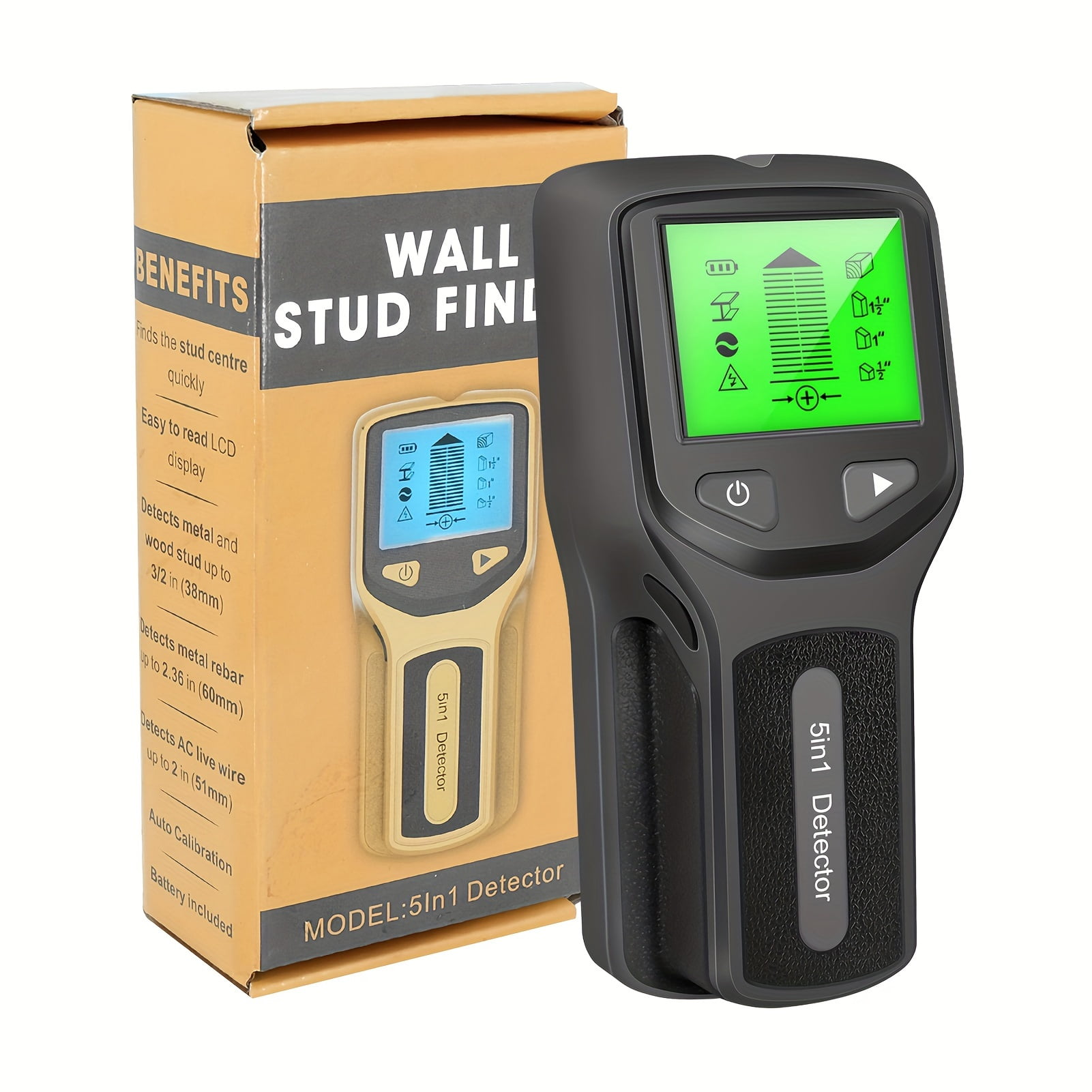 Stud Finder Wall Scanner - 5 In 1 Electronic Stud Detector With HD LCD ...