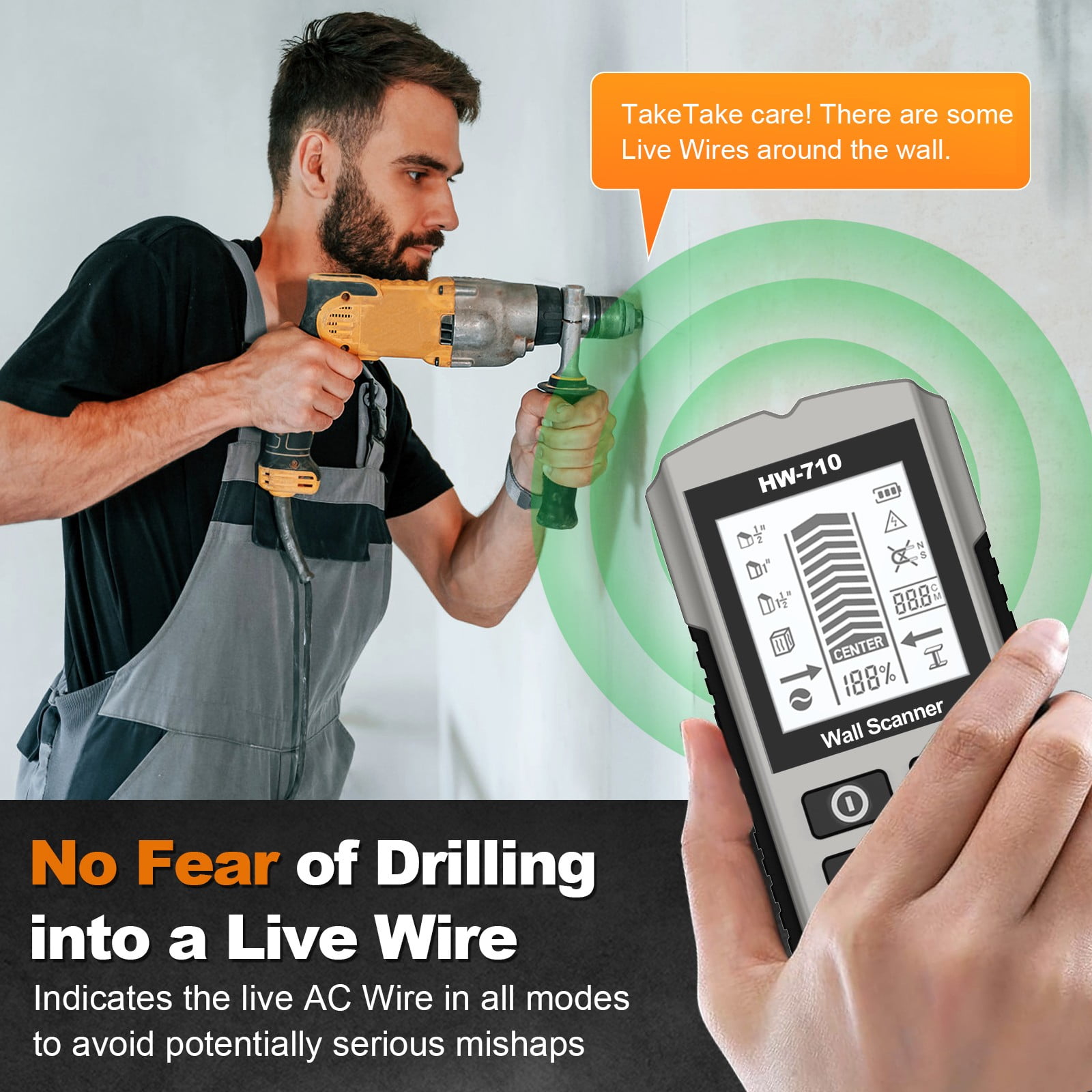 Stud Finder Wall Scanner 5 In 1 Multifunction Stud Locator With ...