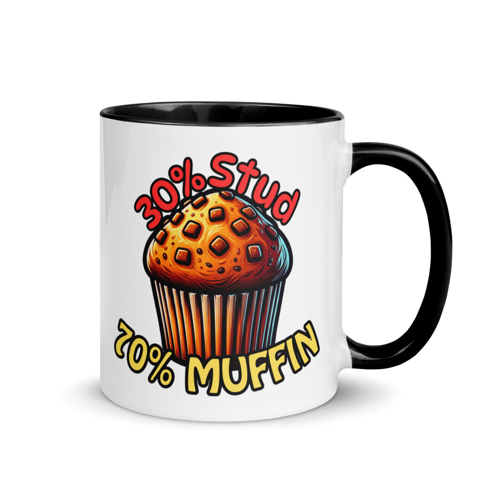 Stud Muffin Mug with Color Inside, 30% Stud 70% Muffin (Black, 11 oz ...