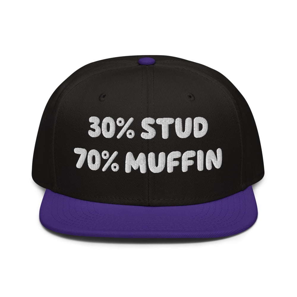 Stud Muffin Snapback Hat, 30% Stud 70% Muffin- Embroidery (Purple ...