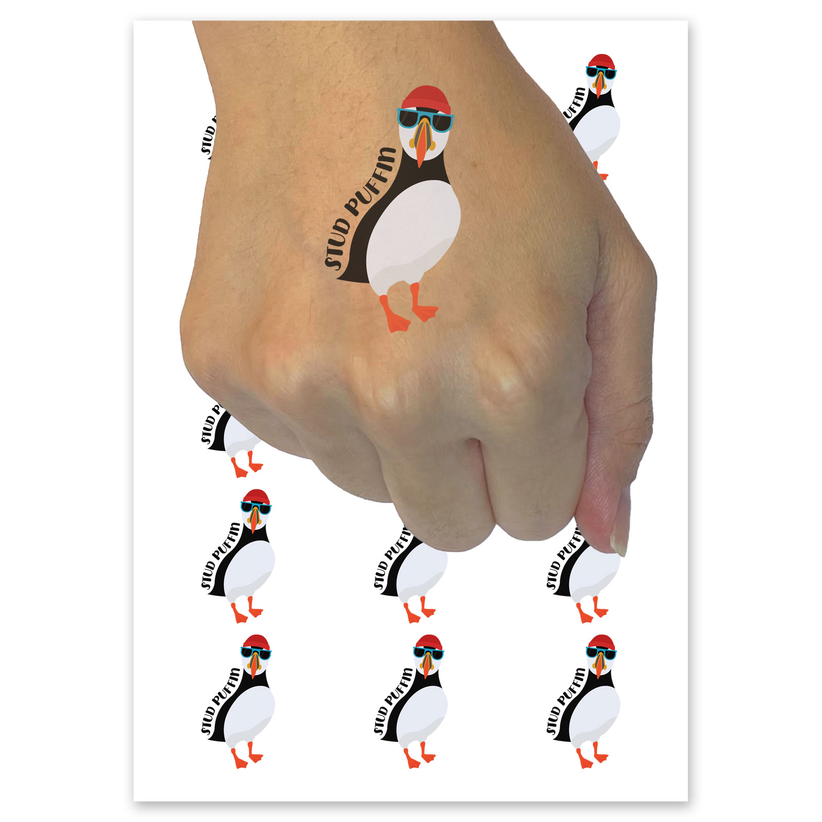 Stud Puffin Bird Temporary Tattoo Water Resistant Fake Body Art Set ...