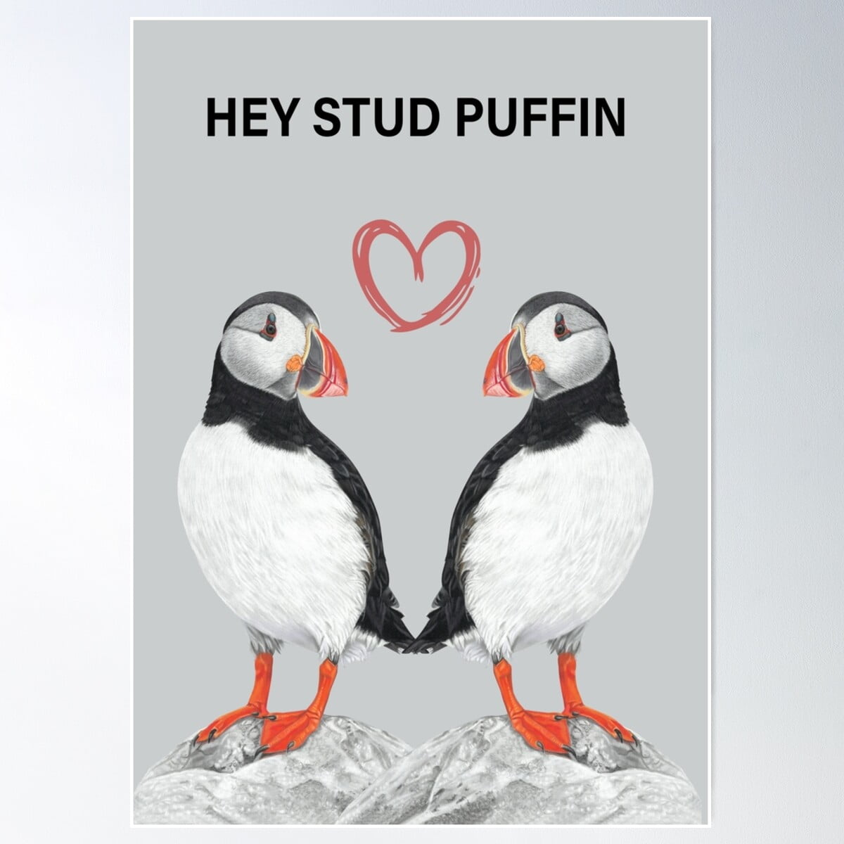 Stud Puffin On Grey- Stud Muffin - Puffin Couple - Puffin Art - Couple ...