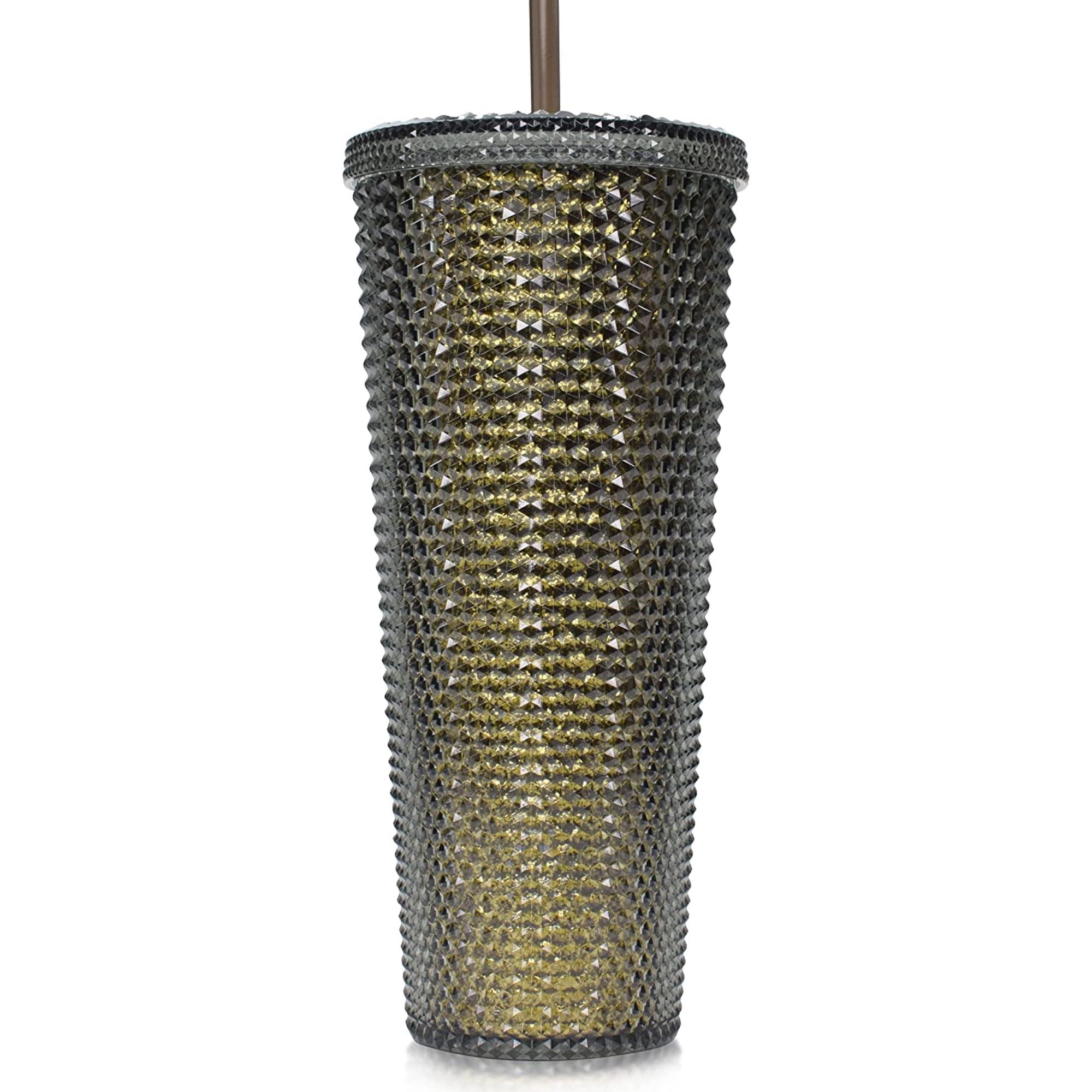 Studded Cup Tumbler Straw Lid -Tutuviw Plastic Double Walled Cup for ...