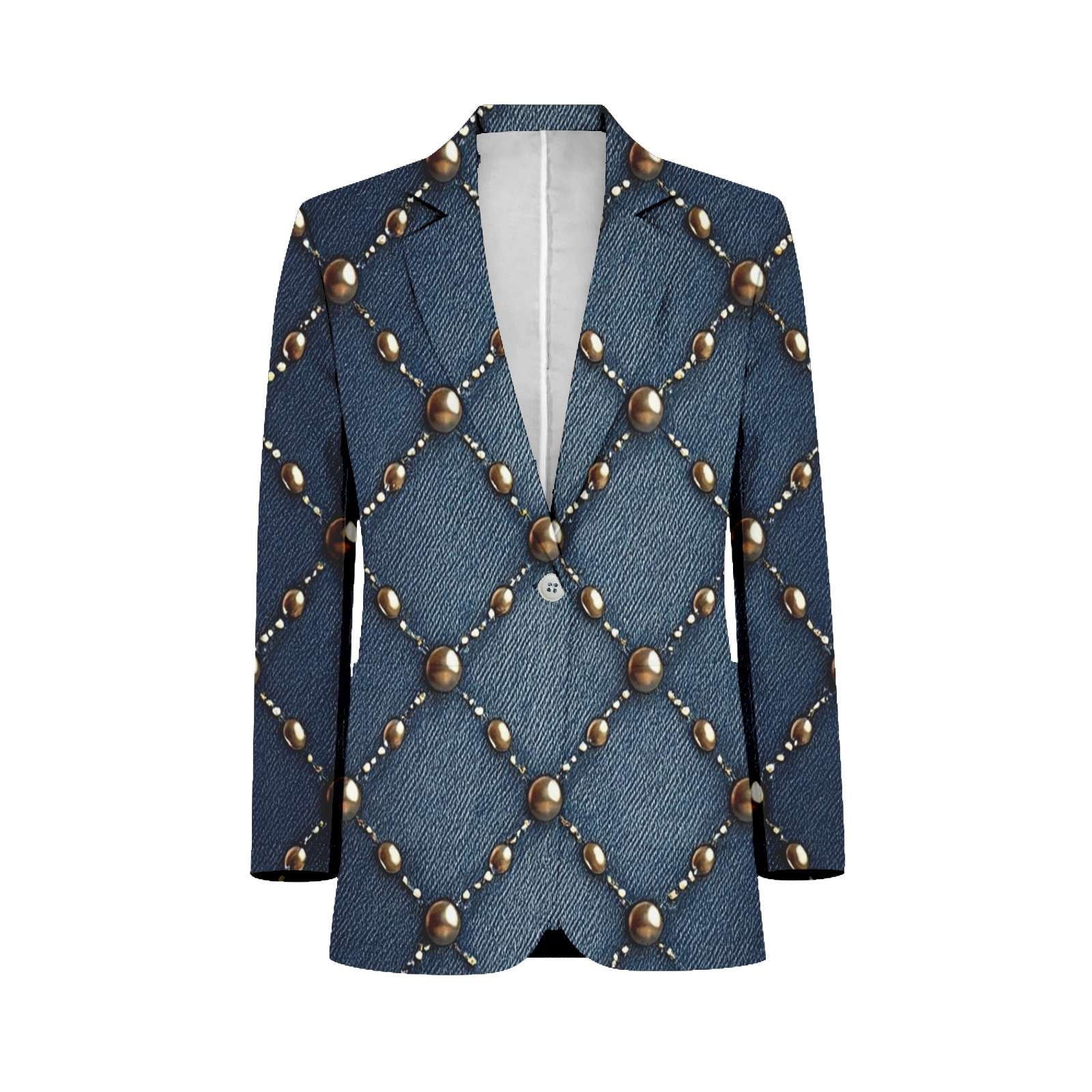 Studded Denim Pattern Mens Suits Shawl Collar Slim Fit Suit Mens Groom ...