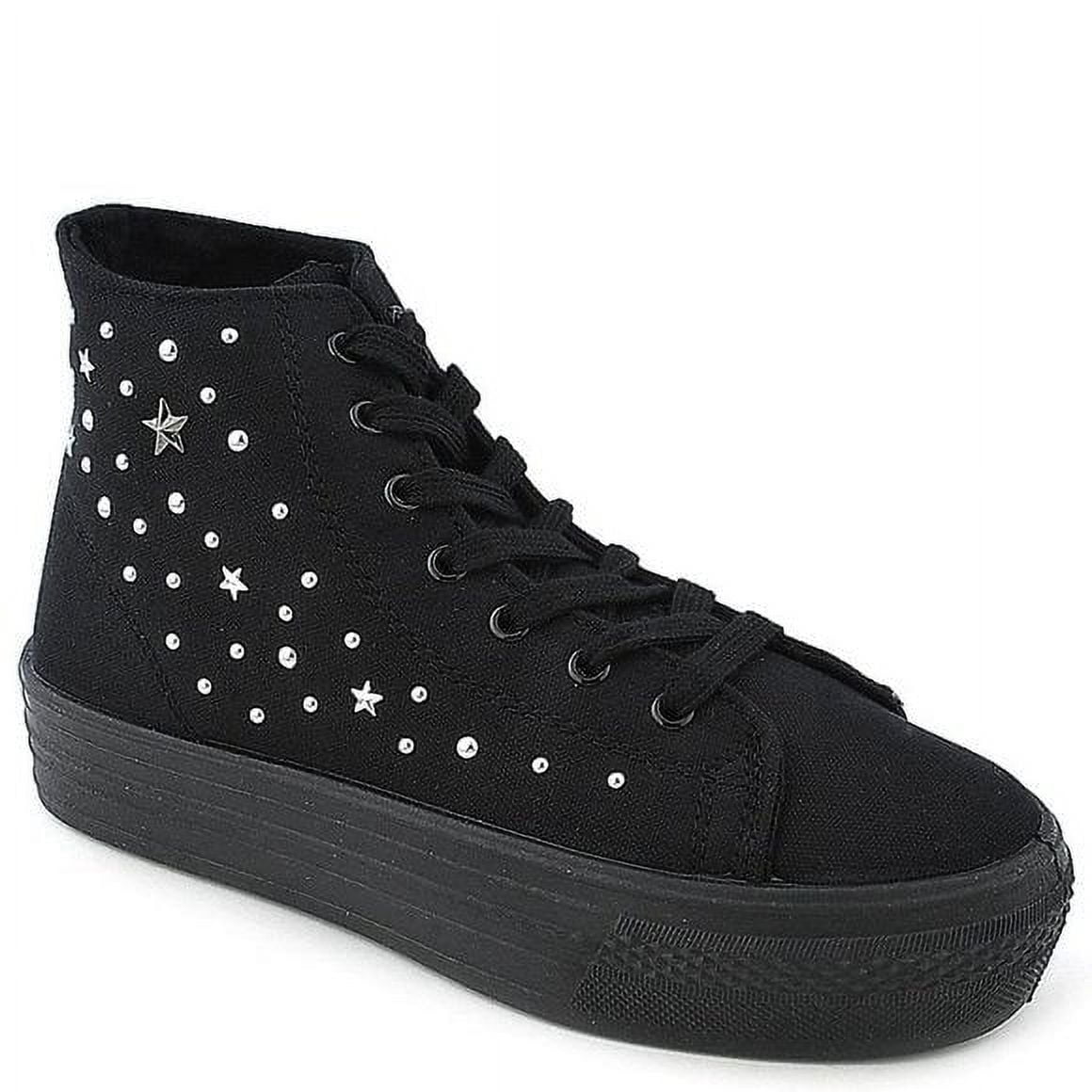 Studded Stars Platform Hi Top Black Canvas Sneakers - Walmart.com