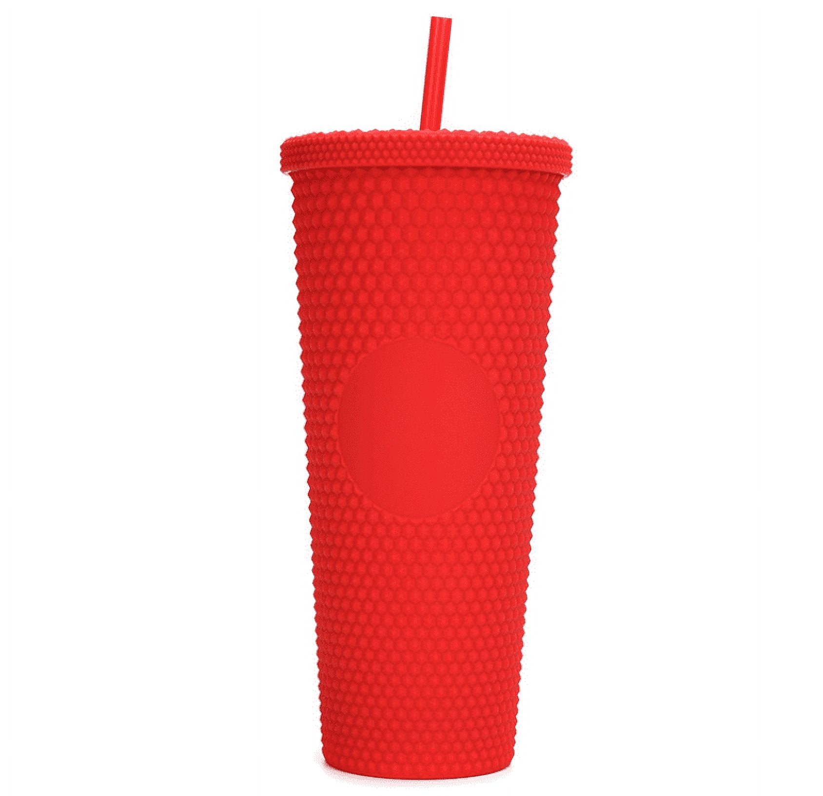 Studded Tumbler with Straw, 2022 Upgraded Material, 24Oz Matte Red ...