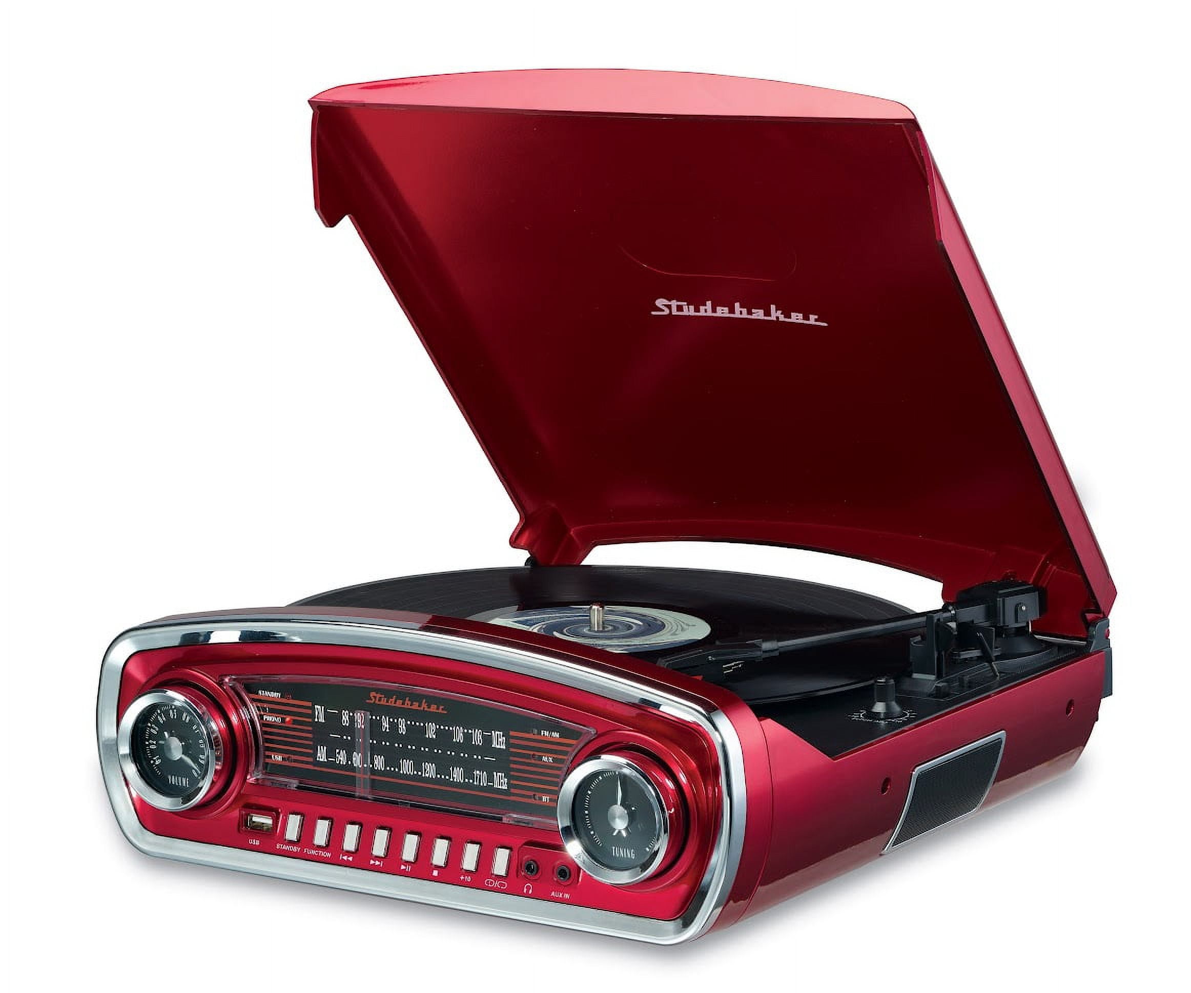 Studebaker 3-Speed Vinyl LP Changer, AM/FM Radio with Bluetooth and ...