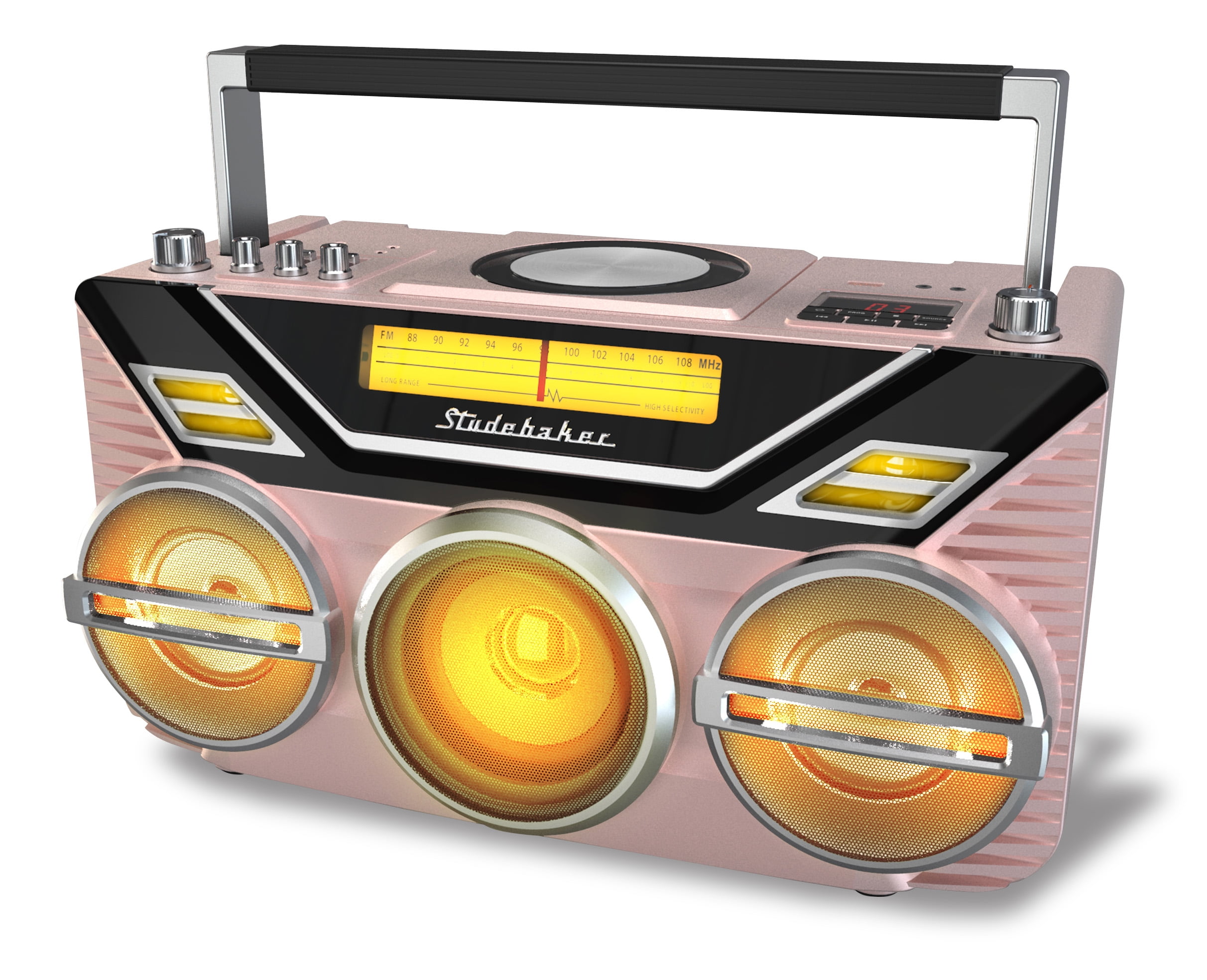Studebaker Avanti Boombox with CD/MP3, FM Radio, Bluetooth, LED Lights ...