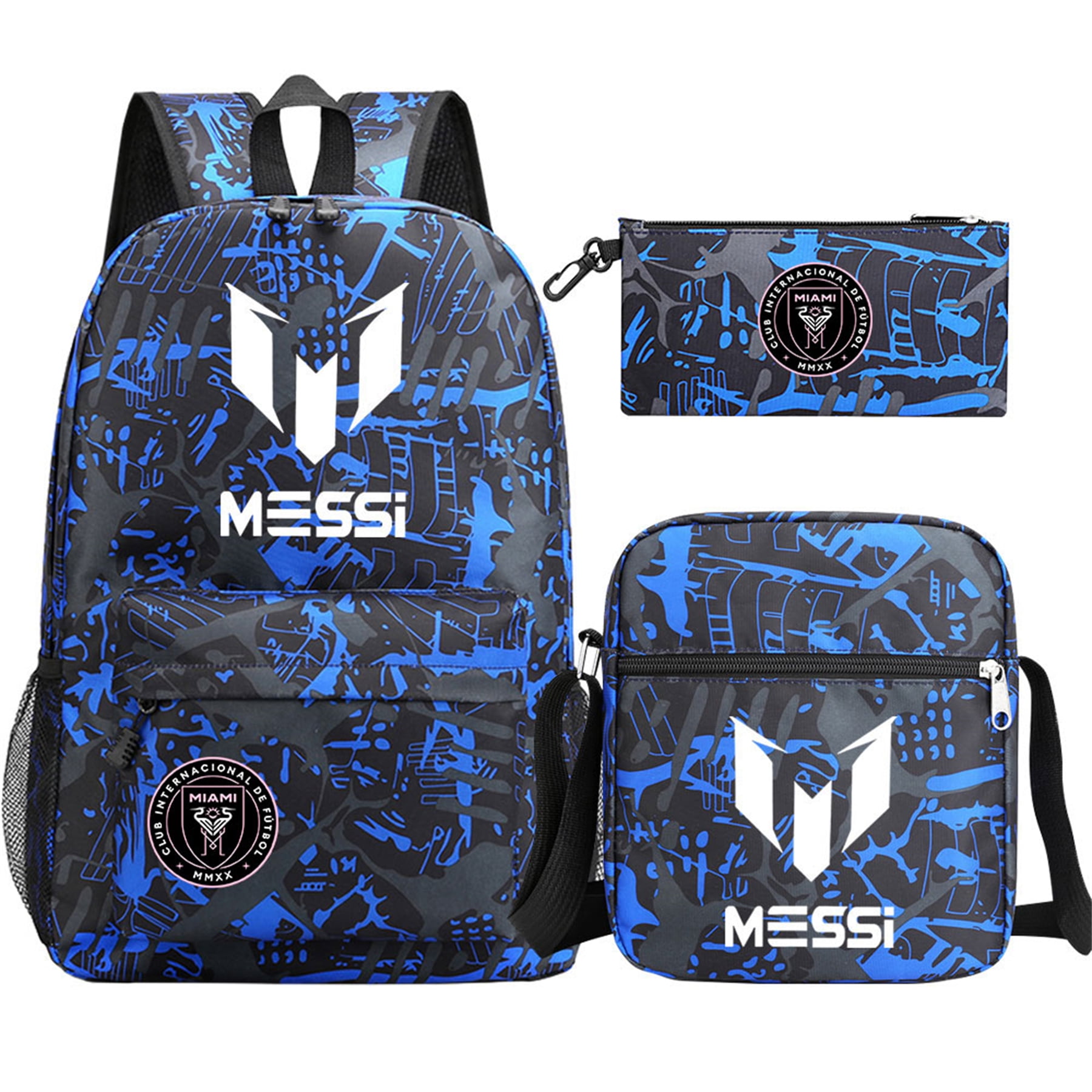 Student 3 in 1 Schoolbag Set Football Player Backpack with Lunch Bag ...