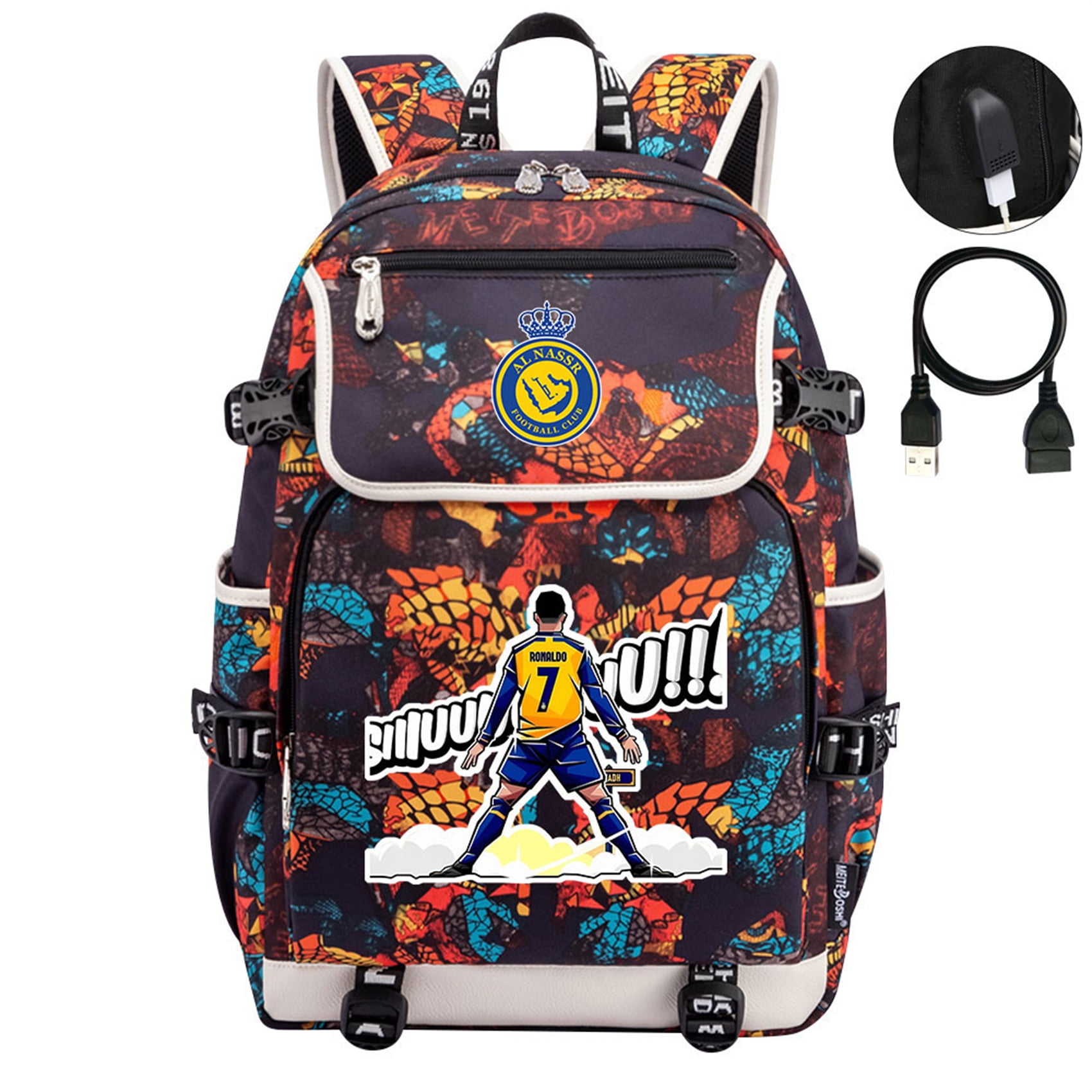 Student Back to School Bag Cristiano Ronaldo Backpack Soccer Star CR7 ...