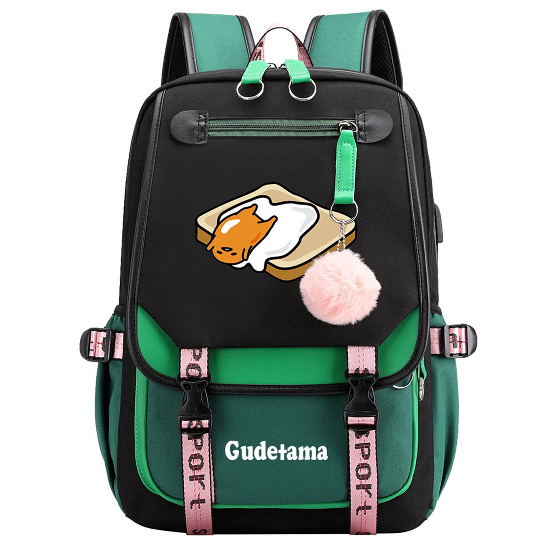 Student Back to School Bag with USB Charge Port Anime Gudetama Backpack ...