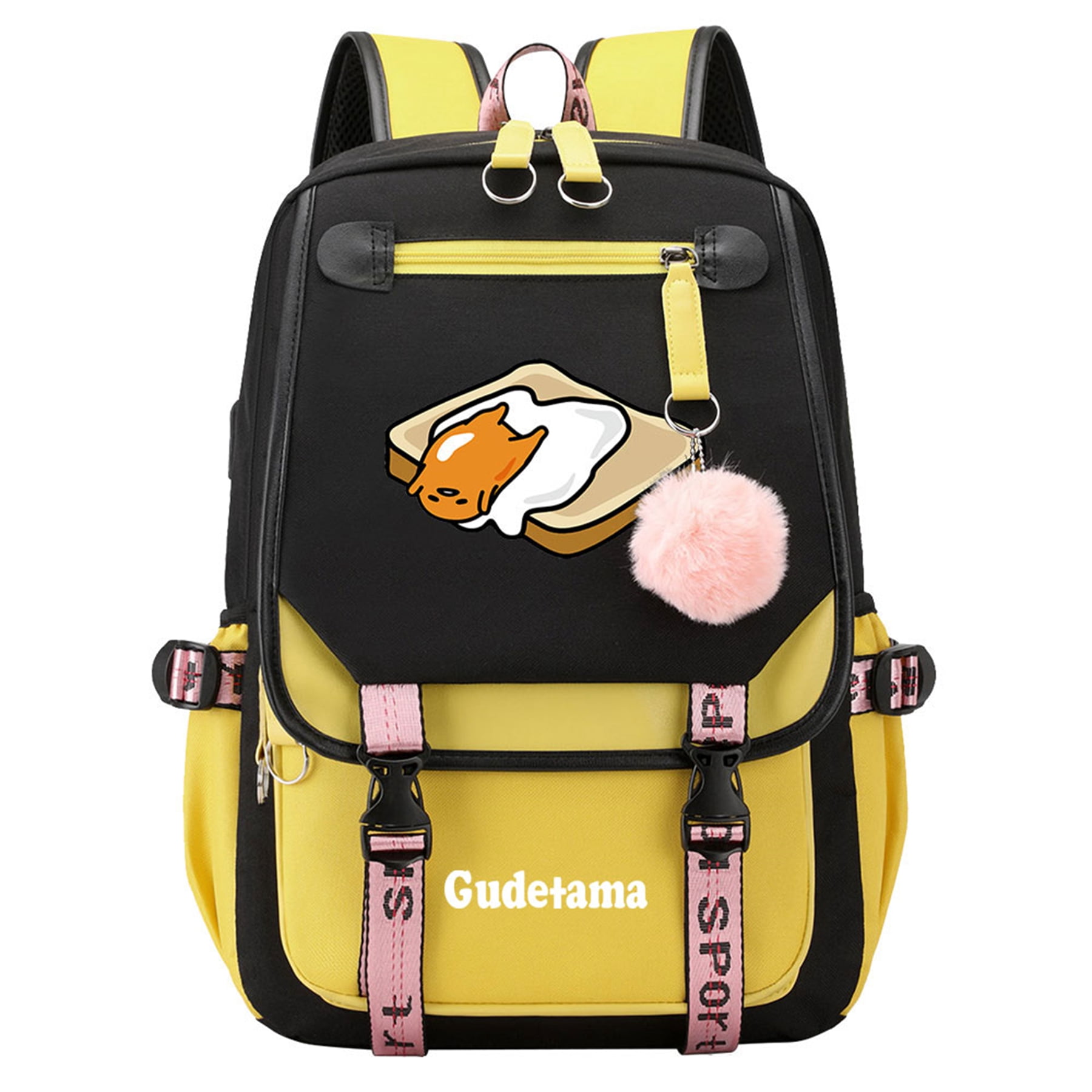 Student Back to School Bag with USB Charge Port Anime Gudetama Backpack ...